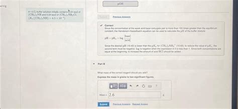 Solved Ering A 10 L Buffer Solution Initially Contains 24