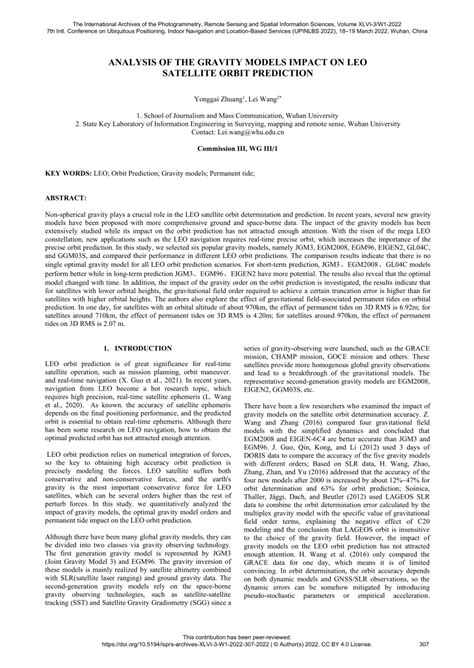 Pdf Analysis Of The Gravity Models Impact On Leo Satellite Orbit Prediction