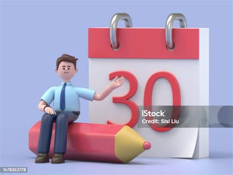 웃는 아시아 남자 펠릭스의 3d 그림 인간 캐릭터 연필과 빈 노트북을 가진 사람 파란색 배경에 3d 렌더링 입체 이미지에 대한 스톡 사진 및 기타 이미지 Istock