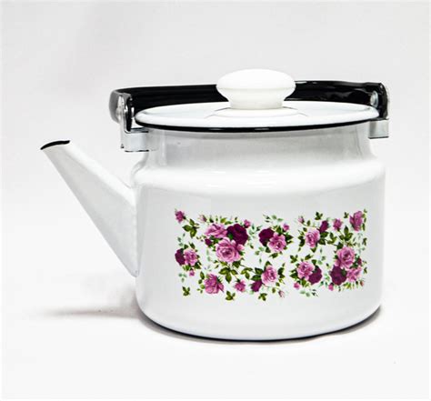 Чайник эмалированный для всех видов плит ретро чайник для плиты 2 литра расцветка Китайская