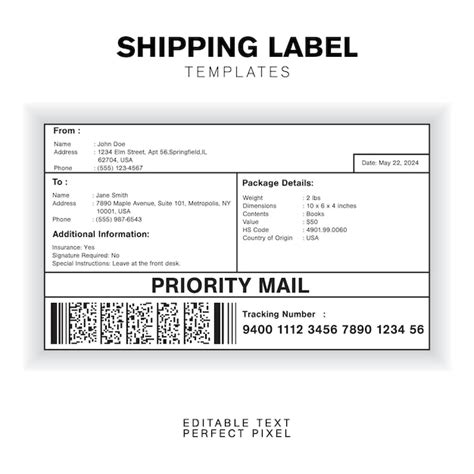 Premium Vector Customizable Shipping Label Design Template With