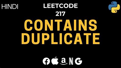 Contains Duplicate Leetcode 217 Python Hindi Youtube