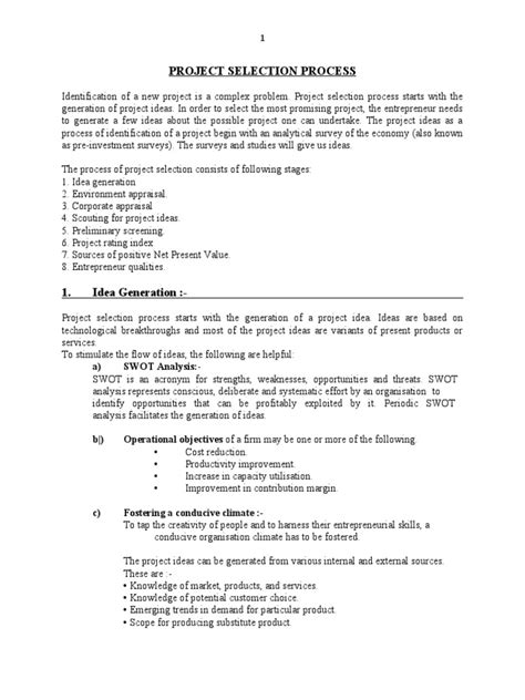 project selection process a swot analysis pdf swot analysis