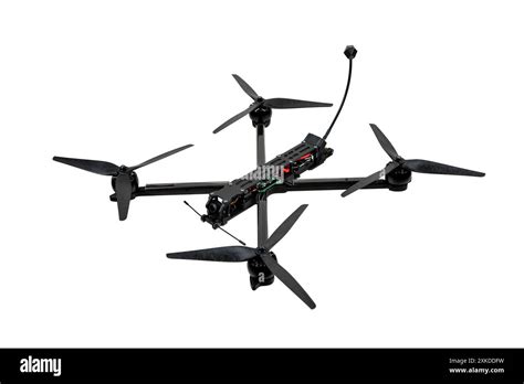 Modern Fpv Drone On A White Background Four Engine Aircraft On The Radio Control Drone For