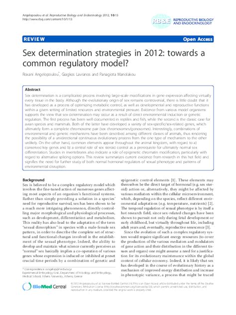Pdf Sex Determination Strategies In 2012 Towards A Common Regulatory Pdf Sex Determination Strategies In 2012 Towards A Common Regulatory
