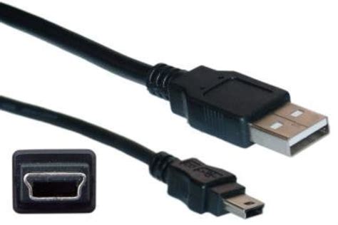 USB Type A Male Minib Male Cable 5 Pin Black 3 Ft