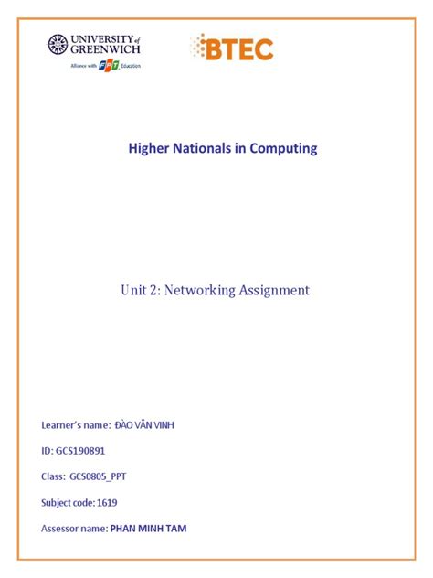 Higher Nationals In Computing Unit 2 Networking Assignment Pdf Osi Model Computer Network