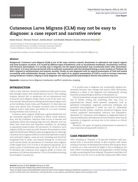 Pdf Cutaneous Larva Migrans Clm May Not Be Easy To Diagnose A Case