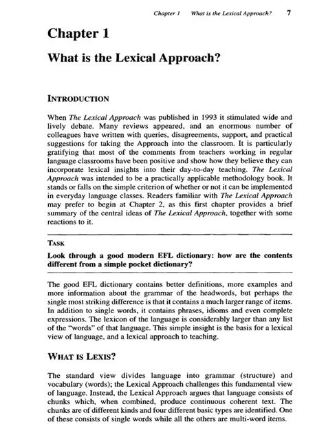 What Is The Lexical Approach Michael Lewis Pags 7 A 14 Pdf Lexicon Word