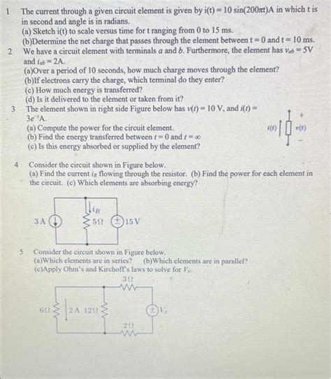 Solved 1 The Current Through A Given Circuit Element Is