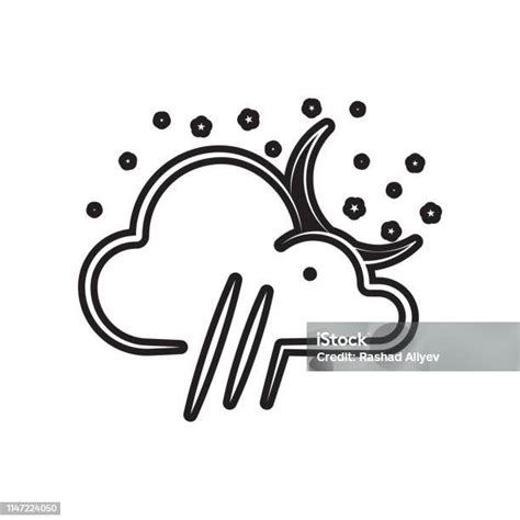 야간 기호 아이콘입니다 모바일 개념 및 웹 응용 프로그램 아이콘에 대 한 날씨의 요소입니다 웹 사이트 디자인 및 개발 앱 개발을 위한 개요 얇은 라인 아이콘 로고에 대한