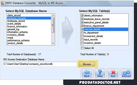 Screenshots Of Mysql To Ms Access Database Converter Tool Migrate Records