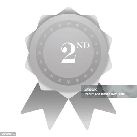 우승자를 위한 리본이 있는 은메달 상품 대회 배지 우승 스포츠 올림픽 명예로운 1위 2위 3위 별 상 트로피 지명 벡터 일러스트 레이 션 Championship에 대한 스톡