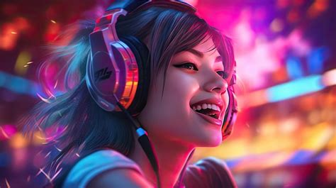 Premium Ai Image Professional Esports Young Girl Gamer Rejoices In