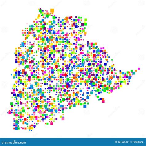 State Of Telangana India With Capital City Hyderabad Hand Drawn Map
