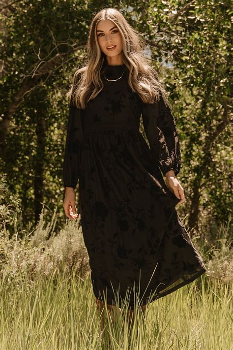 Christine Velvet Embossed Midi Dress Black Baltic Born