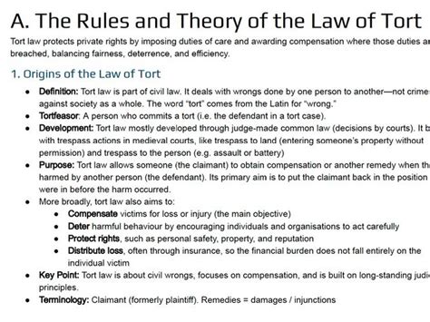 Rules And Theory Of Tort Law Revision Booklet Wjecaqaocr