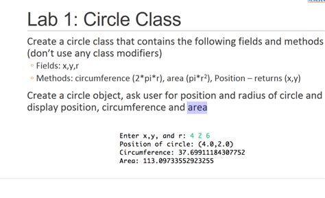 Solved Create A Circle Class That Contains The Following Chegg