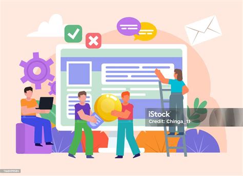 Proses Pengembangan Situs Web Atau Aplikasi Web Tim Pengembang Perangkat Lunak Ilustrasi Stok