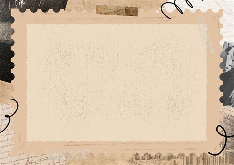 Brown Vintage Paper Collage Sheet Frame Paper Border A4 Size Document Horizontal