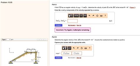 Problem 1685 Figure 1 Of 1 Part A If Link Cd Has An Angular Velocity