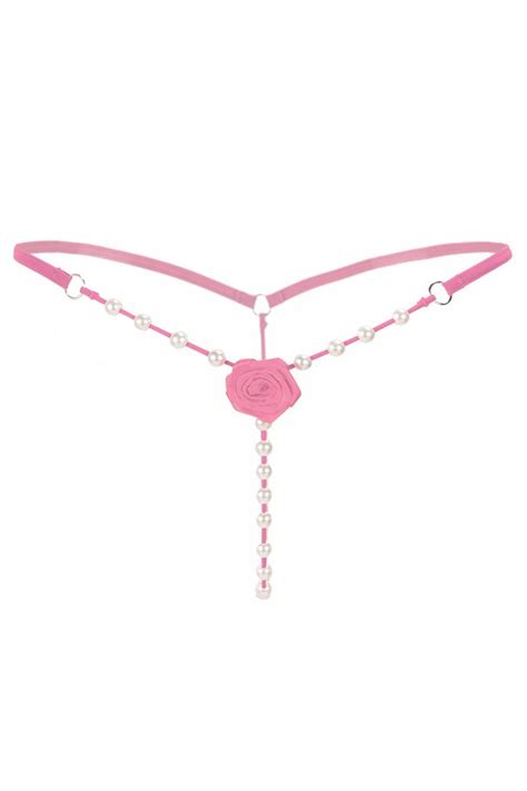Rose Pearl G String Panty Pink Thong Heels Shoe String Thong Thong