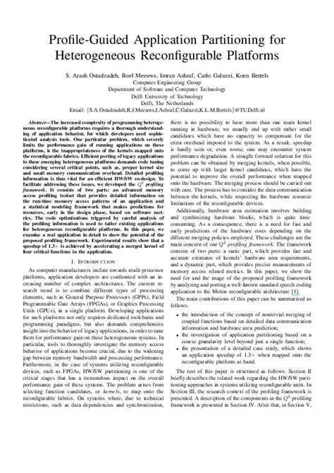 Pdf Profile Guided Application Partitioning For Heterogeneous Reconfigurable Platforms