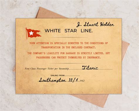 Printable Titanic Boarding Pass