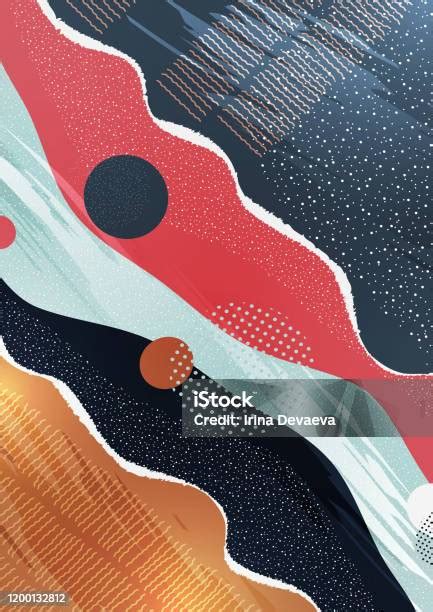 현대 기하학적 파형 패턴 배경 동적 모양 추상적 인 그려진 선 작은 입자 밝은 색상 커버 디자인 포스터 전단지 책 디자인 0명에 대한 스톡 벡터 아트 및 기타 이미지