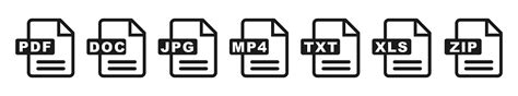 Symbol Set File Formats File Extensions Diverse Icons Set Isolated For Stock Stock Illustration