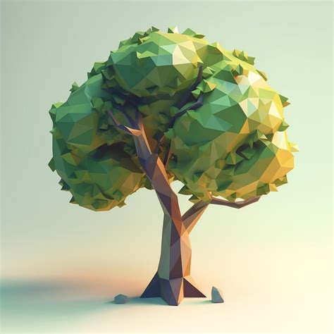 Premium AI Image A Low Poly Tree With Green Leaves And The Words Tree On The Bottom