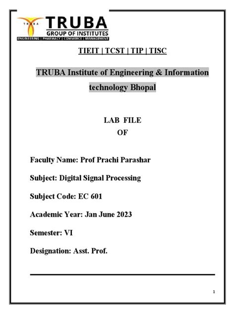 Lab Course File Ec 601 Dsp Pdf Discrete Fourier Transform