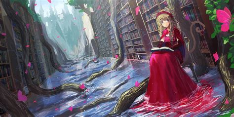 Anime Girl Reading Books Wallpapers Wallpaper Cave