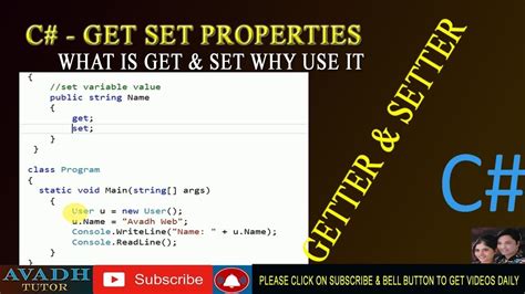 Get Set C Net Get Set Property Example C Tutorial Avadh Tutor