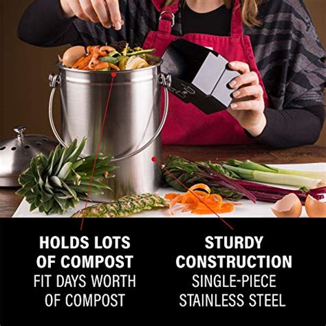 Epica Countertop Compost Bin Kitchen 1 3 Gallon Odorless Compostin