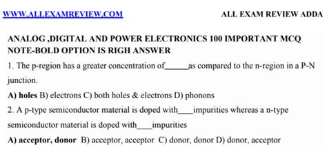 Electronics Basic Level Important Mcq Pdf All Exam Review