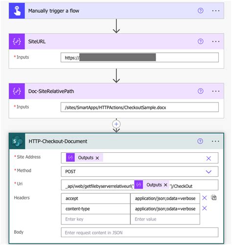 checking out a document in sharepoint via power automate