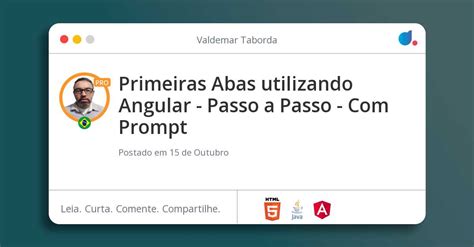 Primeiras Abas Utilizando Angular Passo A Passo Com Prompt