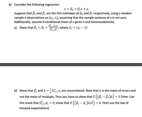 Solved Consider the following regression y β0 β1x uSuppose Chegg com