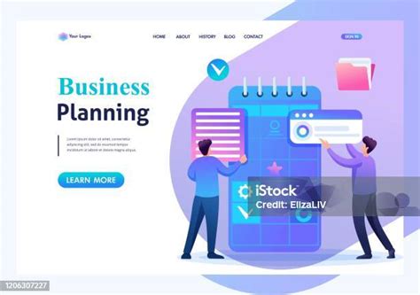 젊은 기업가들은 이달의 사업 계획 준비에 참여하고 있습니다 플랫 2d 문자입니다 방문 페이지 개념 및 웹 디자인 경영자에 대한 스톡 벡터 아트 및 기타 이미지 Istock