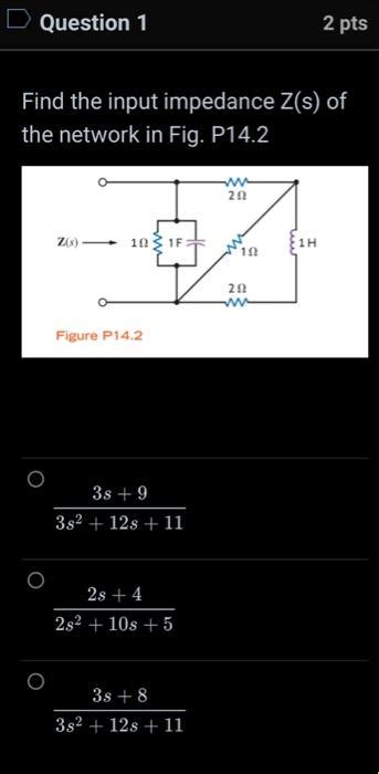 solved find the input impedance z s of the network in fig