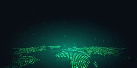 Digital Technology Futuristic Internet Network Connection Dark Black Background Green Abstract