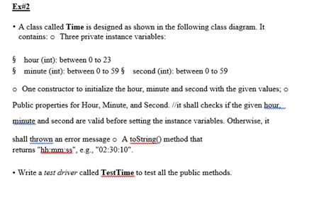 solved ex 2 a class called time is designed as shown in