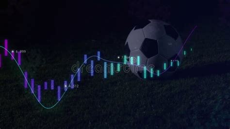Animation Of Financial Graph And Data Visualization Overlay On Soccer