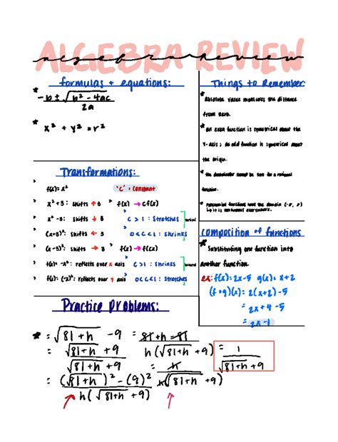 Pre Requisite Review Aegebrateekiewn Formulas Equations Things To