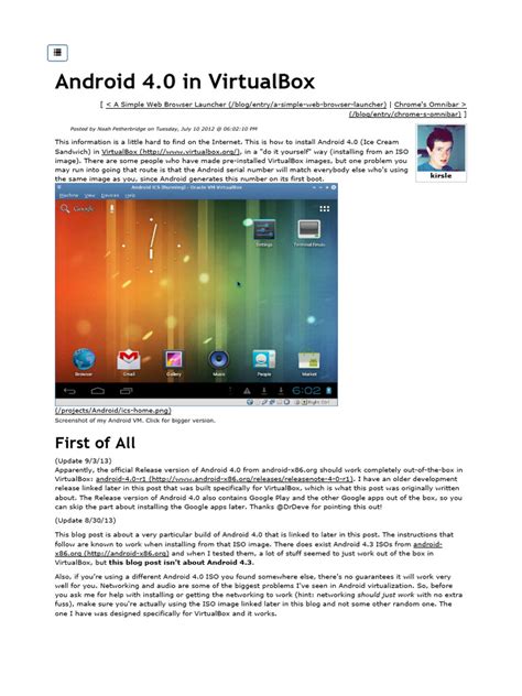 Android 40 In Virtualbox Pdf Android Operating System Virtual Machine