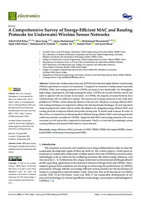 Pdf A Comprehensive Survey Of Energy Efficient Mac And Routing