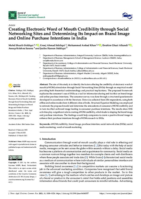 Pdf Creating Electronic Word Of Mouth Credibility Through Social Networking Sites And