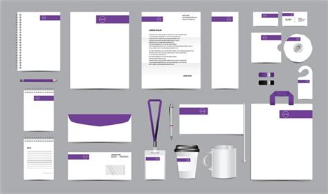 وکتور الگوی طراحی هویت شرکتی مجموعه لوازم التحریر از پاکت نامه سربرگ کارت ویزیت پوشه دفترچه