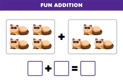 Игра для детей веселое дополнение путем подсчета милые мультфильмы пушистые картинки кошек